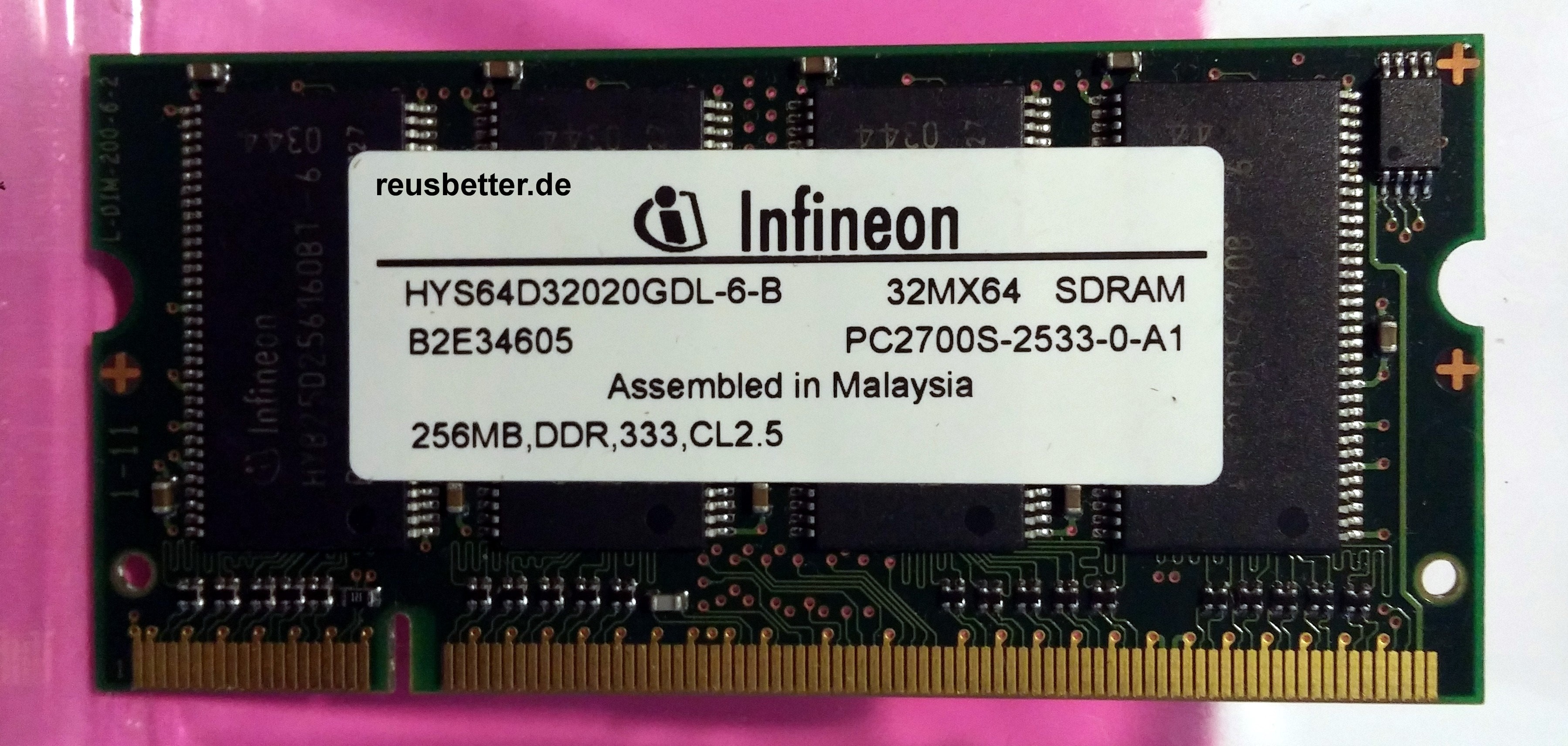 Infineon Laptop SDRAM 256 MB